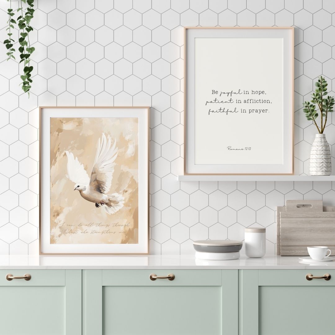 Christian Kitchen Decor- Printed and Framed Verses Wall Art